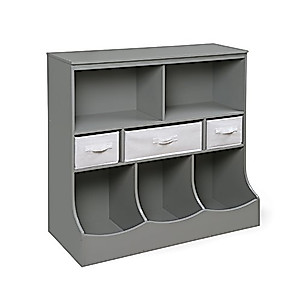 Freestanding Combo Shelf Cubby Bin Storage Organizer Unit with 3 Baskets