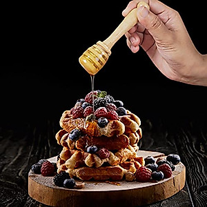 DaringCut Handcrafted wooden honey dipper stick honey spoons for tea individually wrapped - Chocolate/Glucose/Maple Syrup honey drizzler honey stirrers (Jujube Wood) (Pack of 2, Dark & Light Wood)