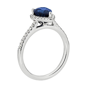 JewelryGift 925 Sterling Silver Simple Band or Eternity Ring Created Blue Sapphire Faceted Loose Gemstone Luxury Pave Set Jewelry Ring for Women and Girl US Size : 7
