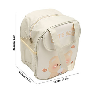 Atyhao Cute Lunch Bags, Cartoon Pattern Kawaii Lunch Box Oxford Cloth PU Keep Warm Thicken Aluminum Foil for Picnic (Beige Milk Tea Bear)