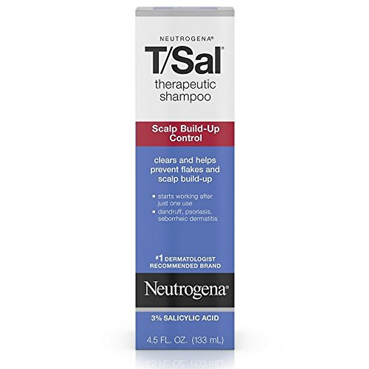 Neutrogena T/Sal Therapeutic Shampoo, Scalp Build-Up Control 4.5 oz (Pack of 2)