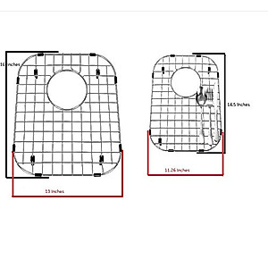 Starstar 60/40 Double Bowl Kitchen Sink Bottom Two Grids, Racks, Protector Stainless Steel, 16" x 13",14.5" x 11.26"