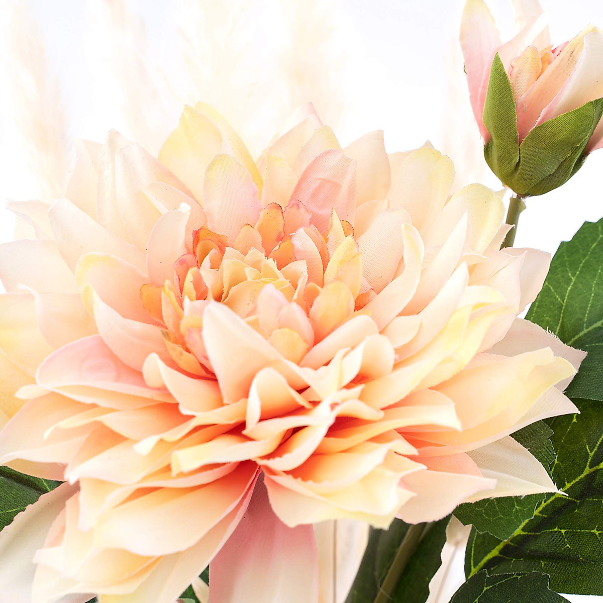 ELITE FLORAL (4 Pack 23" Artificial Dahlia Flowers Faux Dahlia Stem (Blush), Long Artificial Silk Flowers Realistic Fake Flowers for Wedding, Home Garden, Dining Table Decor, DIY