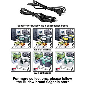 Buddew Power Cord - 12/24V/Car Charger & 110-230V Home/Office Wall Charger Compatible wtih Buddew Electric Lunch Box ABY Series, Portable Electric Heating Bento Box Power Cable