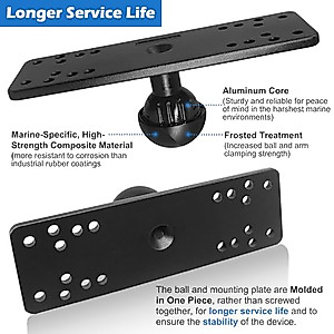 WINDFRD Aluminum Fish Finder Mount with 1.5" / C Size Ball, Medium Arm Marine Electronic/Depth Finder Mount for Boat, High Salt Water Resistant, Compatible with Garmin, Lowrance and More
