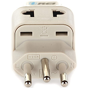 OREI US to Brazil Plug Adapter - Type N Travel Adapter for Brazil - Universal 2 in 1 - CE Certified - RoHS Compliant - White (DB-11C)