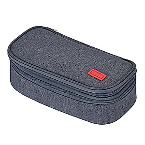 Zcassi Big Capacity Pencil Case 3 Compartments Canvas Bag Multifunctional Marker Pen Pouch Holder Office College School Durable Portable Large Storage Bag for Kids Teens Student Adults