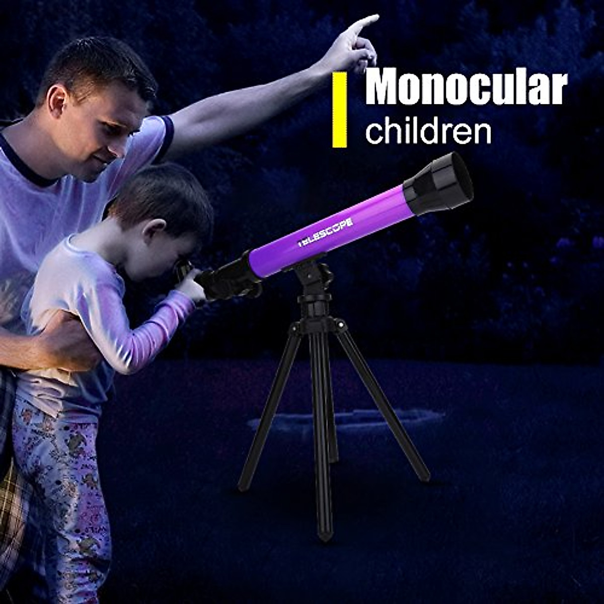 Telescope for Kids Beginners, Travel Scope, Equipped with 20X, 40X, 60X Interchangeable Eyepieces, Portable Travel Telescope with Tripod, Best Gift for Child (Purple)