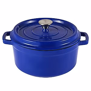 JOGREFUL 4 QT Dutch Oven, Ceramic Enameled Dutch Oven Pot with Lid for Sourdough Bread Baking, Cast Iron Non-Stick Oven Cooking Pot for Cooking/Baking/Kitchen Stovetop, Safe up to 500° F, Blue