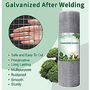 AMAGABELI GARDEN & HOME Hardware Cloth 1/2 inch 48inx50ft 19 Gauge Square Chicken Wire Galvanizing After Welding Fence Mesh Roll Raised Garden bed Plant Supports Poultry Netting Cage Snake Fence JW007