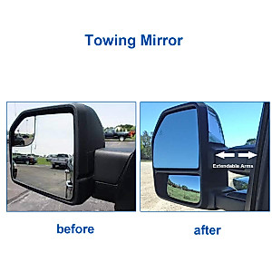 JZSUPER Towing Mirrors fit for Ford F150 Pickup Truck 2015 2016 2017 2018 2019 2020, Power Heated with Turn Signal Temperature Sensor- 8 Pin Plug