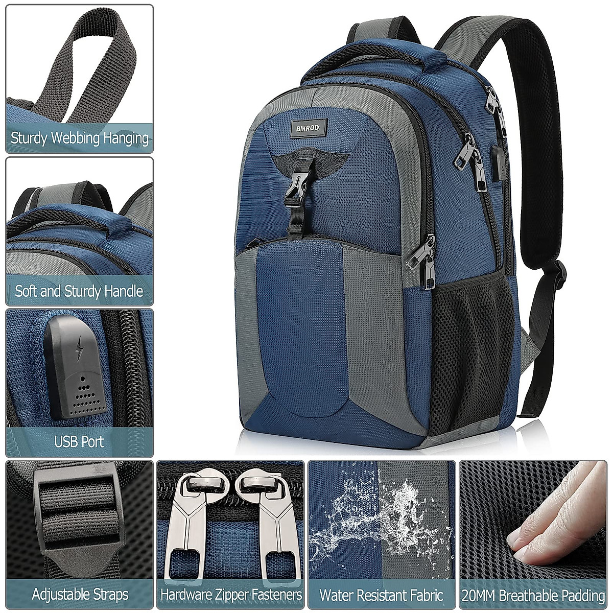 Travel Laptop Backpack for Men, College Backpacks,Water Resistant Back Pack with USB Charging Port, Business Anti Theft Durable Computer Bag Gifts Fits 15.6 IN Laptops, Black