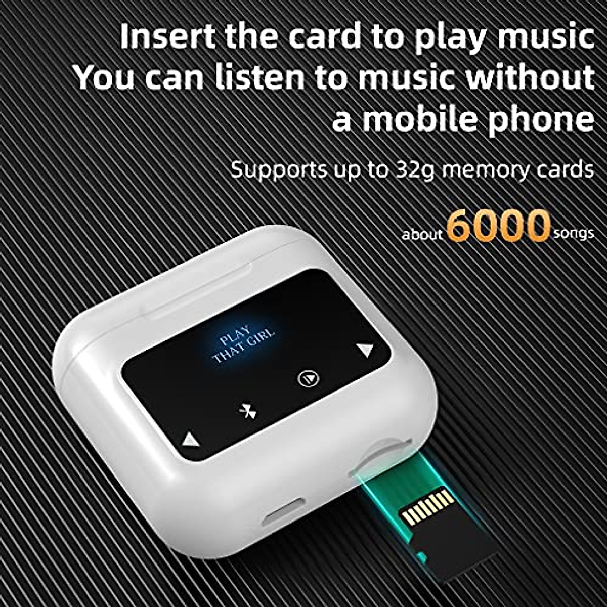 2 in 1 MP3 Player Combo Bluetooth Wireless Earbuds,TWS Bluetooth Earphones with TF Card Slot,30H Playtime with Charging Case Built-in Touch Control LED Screen for Sports Workout Hiking(Pink)