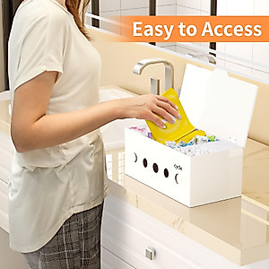 FEMELI Tampon Holder for Bathroom, Acrylic Cycle Pad Storage Organizer with Lid, Discreet Feminine Women Products Case Container Period Bin for Shark Week Bathroom Accessories Decor Box