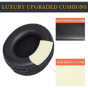 SOULWIT Earpads Replacement for Sony MDR-7506 MDR-V6 MDR-V7 MDR-CD900ST Monitor Headphones, Ear Pads Cushions with Softer Protein Leather, High-Density Foam - Black