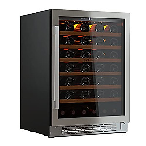 Ca'Lefort 24 Inch Wine Cooler, 54 Bottle Wine Fridge Single Zone with Modern Touch Intelligent Digital 40°-65°F Low Noise, Wine Cooler Refrigerator Built in or Freestanding for Home Kitchen