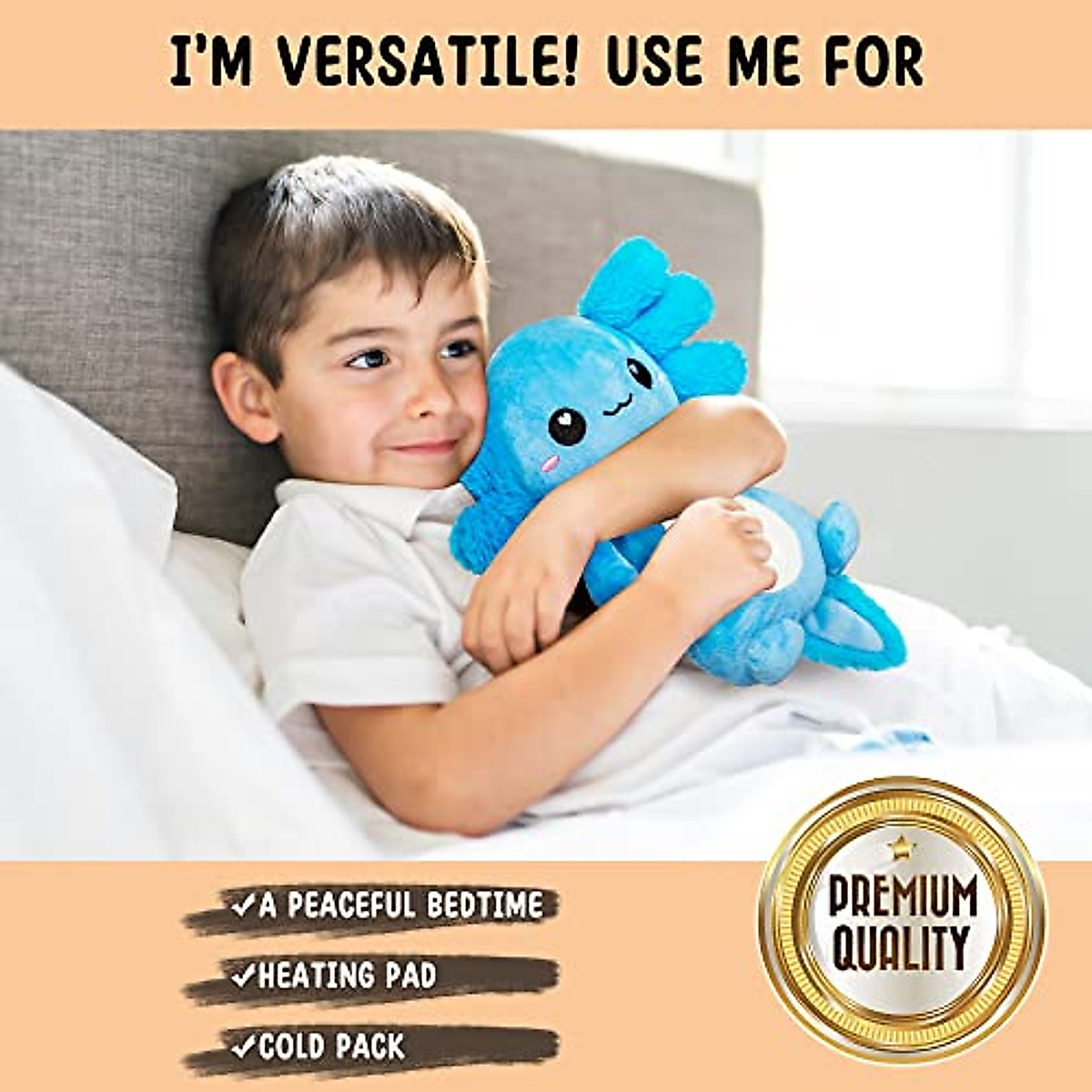 Axolotl Microwavable Unscented Heating Pad for Women and Kids- Cute Soft Cozy Pillow Plush Heatable Warm Stuffed Animals - Kawaii Hot and Cold Plushie Food Toy - Axolotl Gifts for Girls and Boys