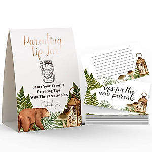 Toctose Advice for New Parents, Parenting Advice Card, Baby Shower Party, Tips for the Parents To Be，Includes a 5x7 Standing Sign and 25 4x6 Advice Cards(JYC041)