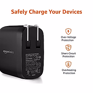 Amazon Basics 65W One-Port GaN USB-C Wall Charger with Power Delivery PD for Laptops, Tablets and Phones (iPhone 14/13/12/11/X, iPad, MacPro, Samsung, and more)-Black (non-PPS)