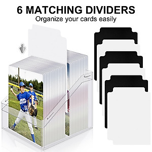 Mlikero 6 Pack Card Deck Cases,Acrylic Card Box for Trading Cards,Sturdy Card Storage Boxes Holding 100+ Sleeved Cards with 6 Dividers,Clear and Black Card Storage Boxes fit for MTG, Sport Cards