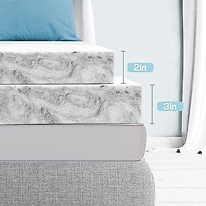 BedsPick 2 Inch Memory Foam Mattress Topper Twin XL Size, Bamboo Charcoal Mattress Topper, CertiPUR-US Certified, Super Soft Twin XL Topper College Dorm Extra Long Mattress Pad