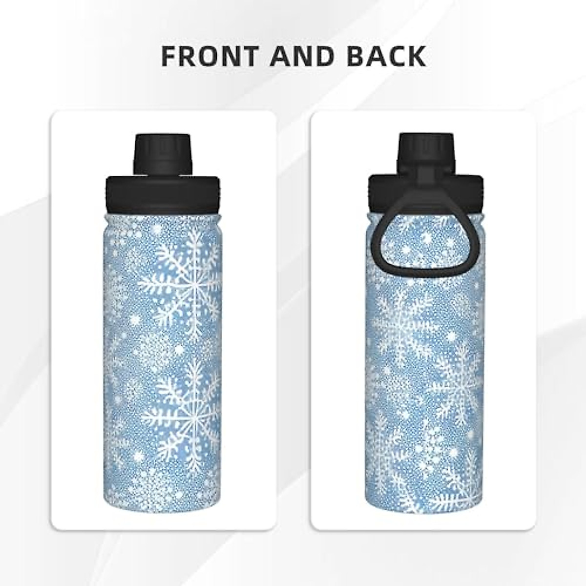 OOZ Ornate owl on blue background pattern 18 oz Sports Insulated Kettle Stainless Steel Water Bottles Outdoors,Leak Proof,Blue