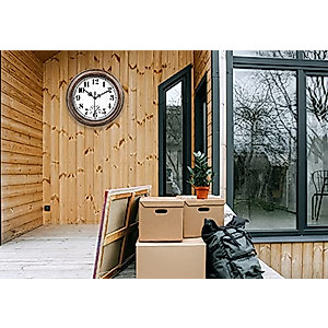 45MinST 12 Inch Indoor/Outdoor Retro Round Waterproof Wall Clock with Thermometer, Silent Non-Ticking Battery Operated Quality Quartz Wall Clock Home/Patio Decor(Bronze)