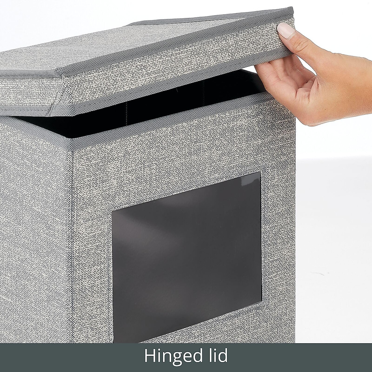 mDesign Fabric Stackable Square Cube Storage Organizer Box with Window/Attached Lid for Organizing Bedroom Closet - Holds Purses, Linens, Accessories - Lido Collection - 6 Pack - Gray