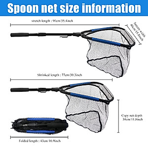 Fishing Net,Floating Folding Landing Net with 7 Inch Fishing Pliers and Fishing Lip Gripper,Fishing Gear Fihing Tool Accessories for Fish Easy Catch and Release Freshwater and Saltwater