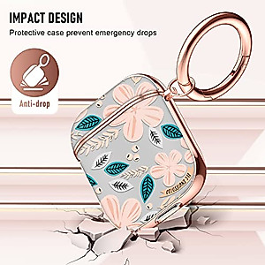 Youskin Airpod 1st&2nd Generation Case Flower Cute,AirPod 1&2 Case, Rose Golden Plating Airpods 2&1 Case for Men Women with Keychain，Shockproof Protective Case for AirPod 2 & 1,Blue Pink Flower