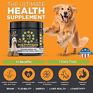 Googipet Premium 10 in 1 Dog Vitamins Multivitamin Chewable w/Dog Probiotics for Gut Health, Dog Vitamins and Supplements w/Vitamin C & Glucosamine for Joint Support (Peanut Butter & Pumpkin Flavor)