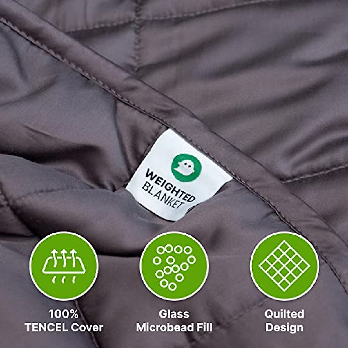 GhostBed 15 lb Weighted Blanket - 100% Cooling & Breathable Tencel Cover with Premium Glass Microbead Fill, 60" x 80" (Queen), Grey
