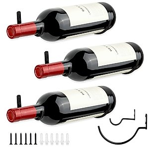 AQAREA Wall-Mounted Wine Hook: Hanging Wine Bottle Wall Holder - Set of 3 Metal Wall Red Wine Rack Hooks