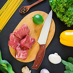 Zerodeko Kitchen Knife Replacement Handle Wooden Knife Repair Handle Cutter Grip Handle Knife Replacement Accessories Parts with Nuts for Home Dark Red