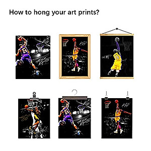 Cartstat Basketball Superstar Poster- Set of 4 Sport Canvas Wall Art 8x10inch Superstar Posters for Walls Decor for Bedroom Living Room Gym Office Great Gift LA Lakers Sports Basketball Fan UNFRAMED