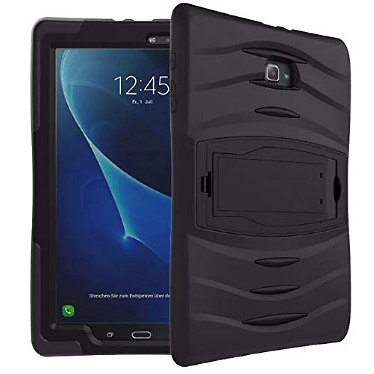 KIQ Galaxy Tab A 10.1 Case T580 2016, Shockproof Full-Body Heavy Duty Rugged Impact Drop Protection Cover for Samsung Galaxy Tab A 10.1" SM-T580 SM-T585 (Armor Black)