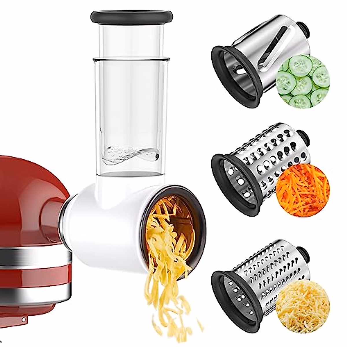 Slicer Shredder Attachment for Kitchenaid Stand Mixer, Cofun Shredder Accessories,Kitchen aid Mixer Assecories for Kitchenaid Mixer, Cheese Grater Attachment for Kitchenaid with 3 Blades