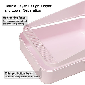 Sfozstra Open Litter Box,Prevent Sand Leakage, Durable High Side Sifting Litter Box for Small Cats,Enclosed,Secure and Odor Litter Box, Removable Litter Box, Easy to Clean(Pink M)