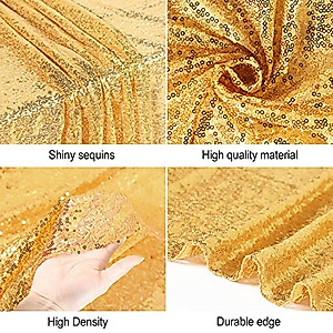 4 Pack 60 x 102 Inch Sequin Tablecloth Seamless Drape Table Cloth Fabric Rectangular Glitter Table Cover for Wedding Party Bridal Shower Baby Shower (Gold)
