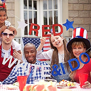 Red White and I Do Banner Red & White & Blue Glitter- Red White and I Do Decorations, 4th of July Bachelorette Wedding Decorations, 4th of July Bachelorette Banner