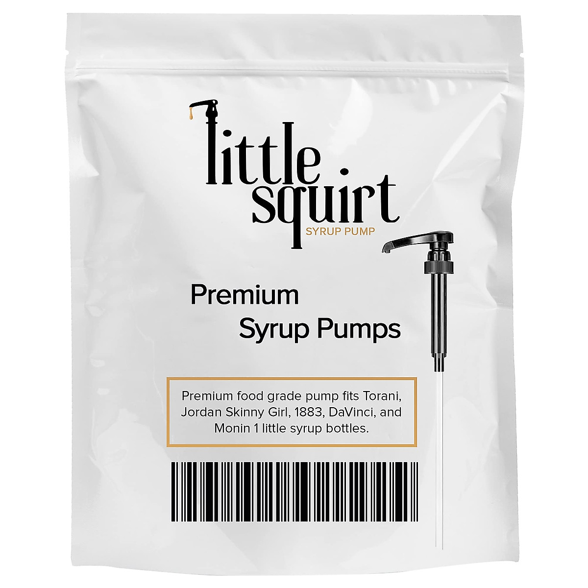 8-Pack Gold Little Squirt Syrup Pumps for Coffee Syrup Bottles, Fits 750ml 25.4oz Torani, Skinny, DaVinci Bottles, Coffee Syrup Dispenser for Coffee Bar