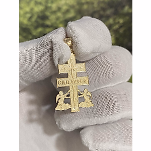 14k Yellow Gold Religious Cross of Caravaca Pendant