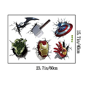 FANG LIAN 3D Avengers Wall Decals Superhero Wall Stickers for Boys Bedroom DIY Removable Superhero Wall Decor for Kids Bedroom Living Room Children Themed Room Party Decoration (Size 24 x 16 inch)