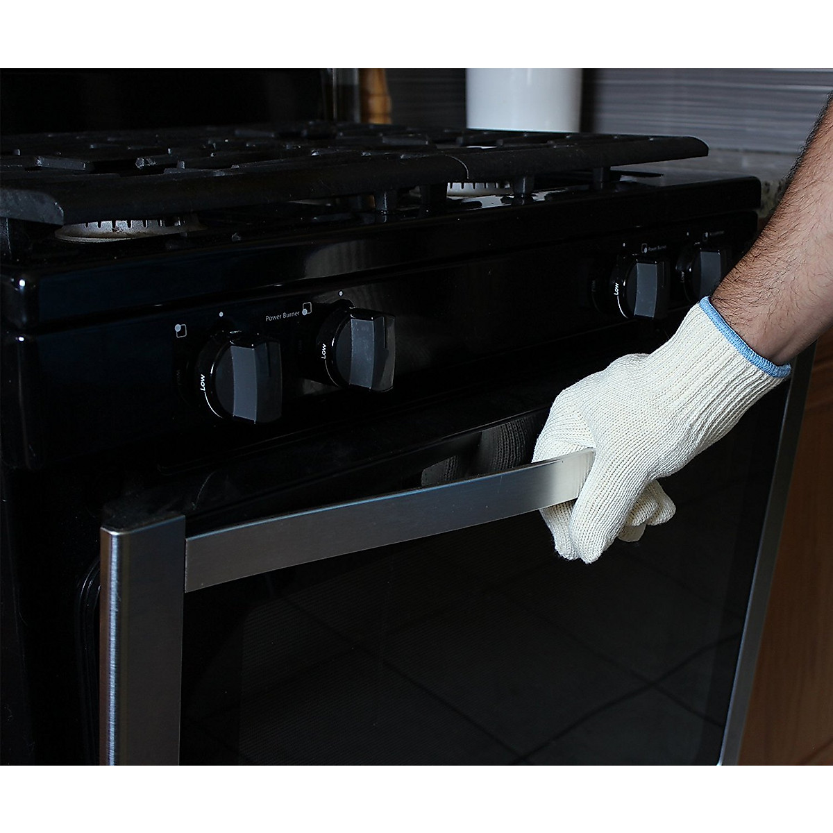 Brandobay Heat Resistant Oven Gloves - Grilling Cooking Gloves - Extreme Heat Resistant - Long and Thick Protection Gloves for Grilling, Cooking, Baking, Fireplace, Barbecue, Stove, Camping (One Pair)