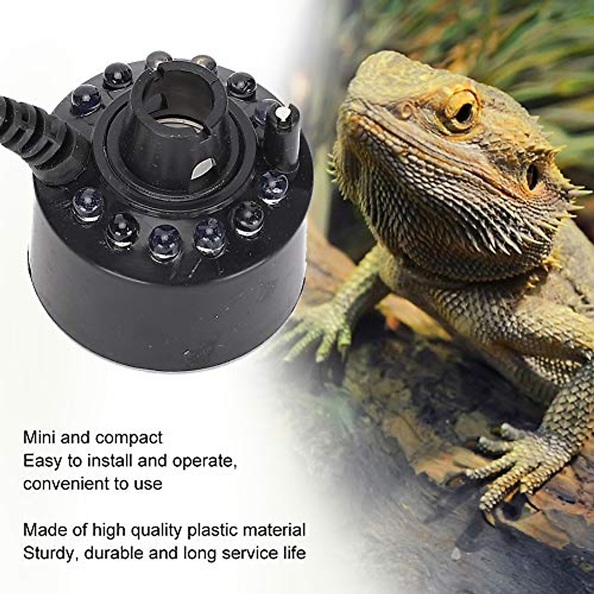 Plastic Aquarium Mini Mist Maker Fogger Water Fountain Pond Fog Machine Reptile Pet Mist Maker LED Colorful Lighting Sprayer Humidifier Atomizer US Pl