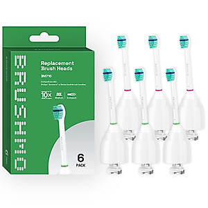 Brushmo Replacement Toothbrush Heads Compatible with Philips Sonicare E-Series Essence HX7022/66 and Other Screw-on Electric Toothbrush Models, BM716, Compact Size, 6 Pack