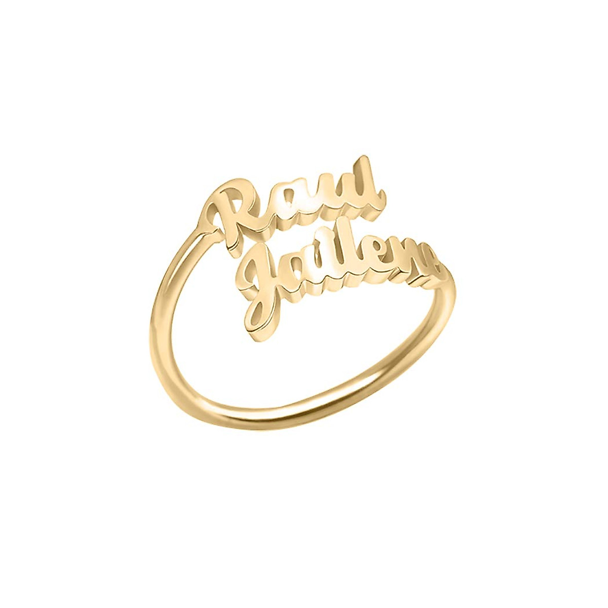 SIMONLY Valentines Day Gifts Double Name Ring Two Name Ring Sterling Silver Statement Ring Custom Name Ring with Any Names Mother Daughter Ring Gift