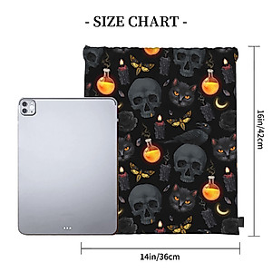 Juoritu Goth Skull Drawstring Bags for Women and Men, Drawstring Backpack, Water Resistant String Bag, Gym Bag for Gifts Sports