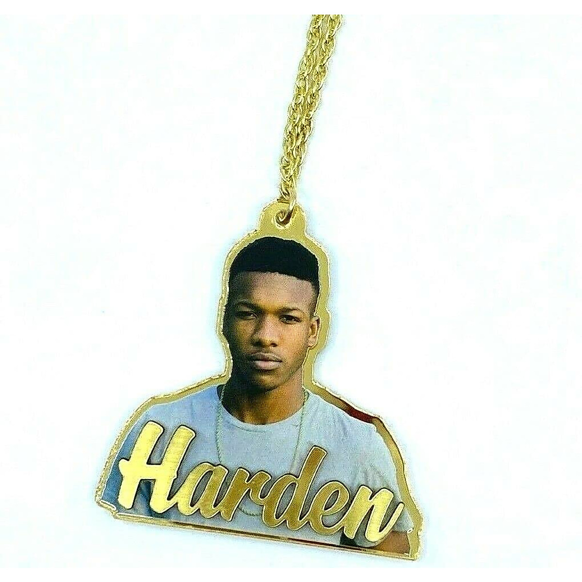 MIRROR MANIA All New Your Own Picture Photo UV Printed on Premium Acrylic Nameplate Necklace Chain Personalized Free Laser Cut Any Name Custom With Silver or Gold Choice Chain- WOW!