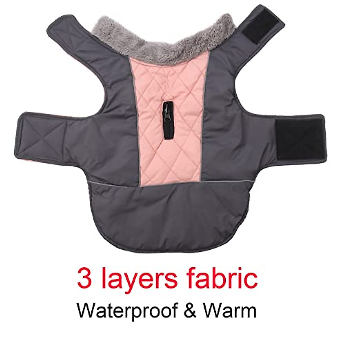 JoyDaog Fleece Collar Dog Coats for Small Dogs,Reversible Warm Puppy Jacket for Cold Winter,Pink S